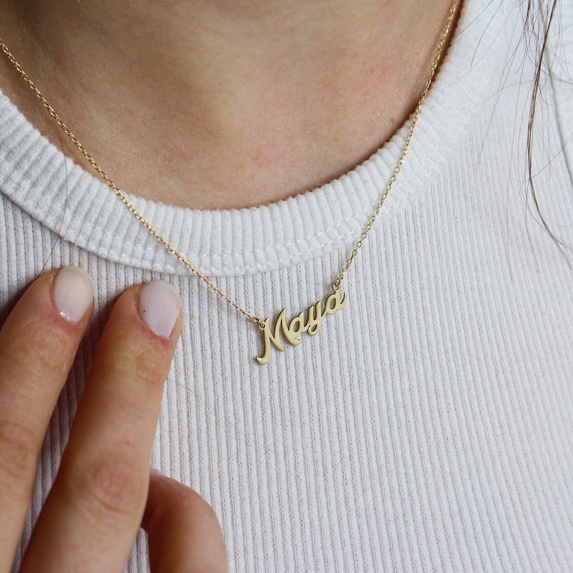 14K Gold Custom Name Necklace, Personalized Jewelry - Etsy