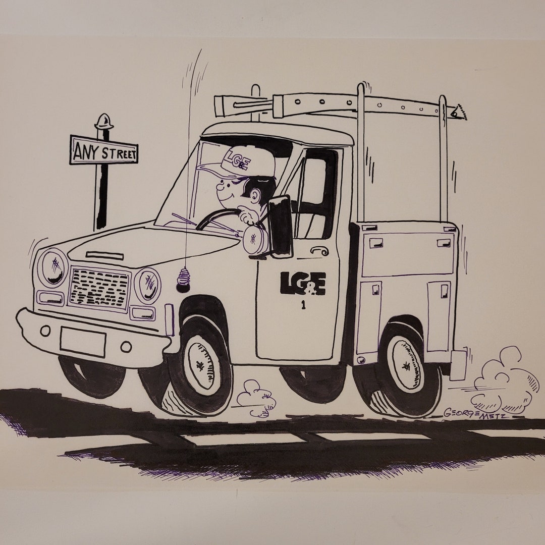 Custom Service Man Truck Drawing - Pen and Ink - Etsy