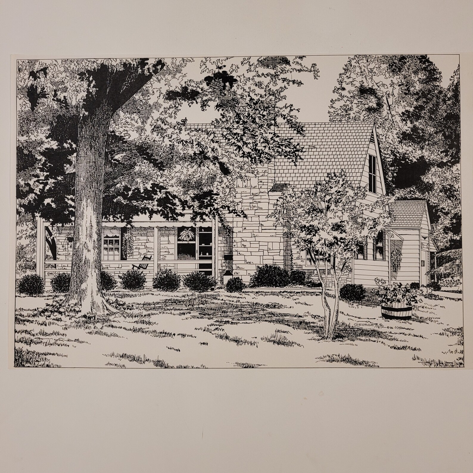 Custom House Drawing 16x20 Frame Size - Pen and Ink - Etsy