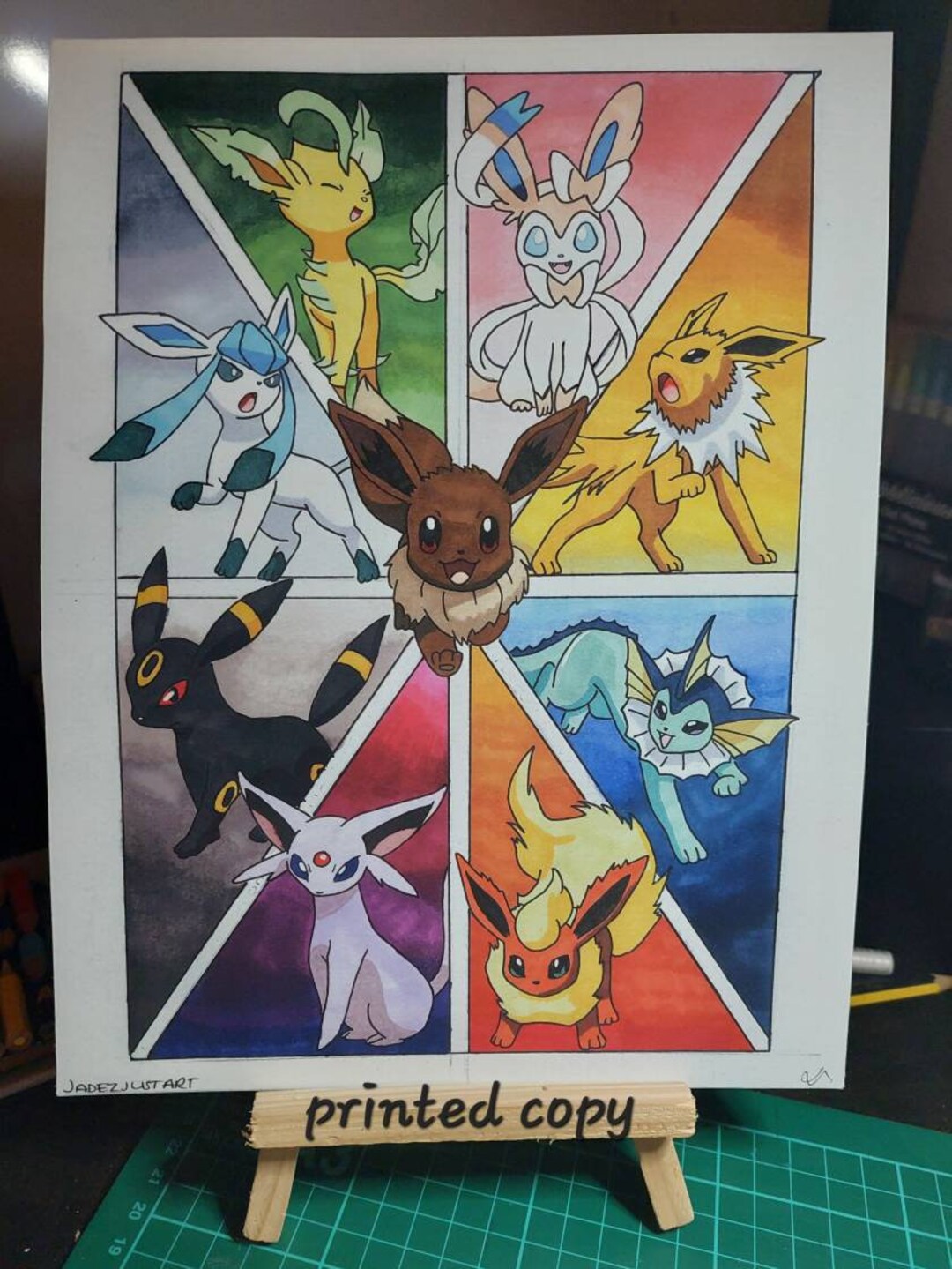 Eevee and Evolutions, Pokemon, Anime, Drawing, Print, Picture, Gift ...