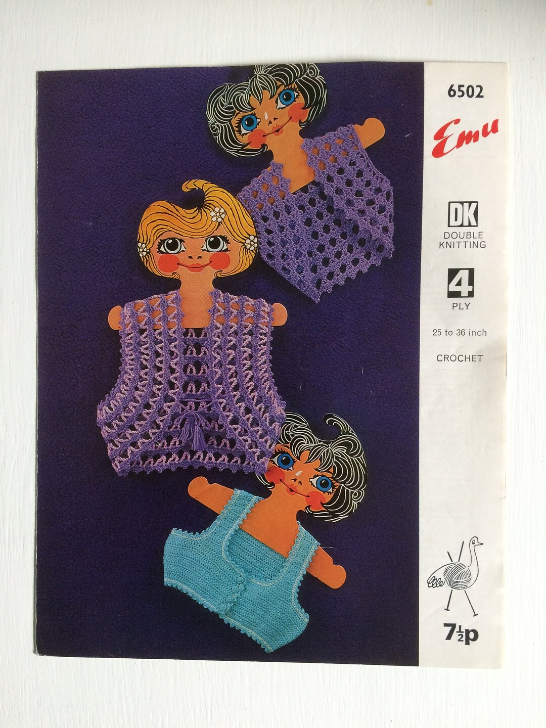 Vintage Childs Crochet Pattern Emu 6502/DK & 4ply /3 Girls Bolero's - Etsy