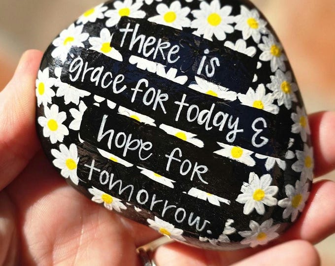 Hopeful Quote Painted Rock Flowers Art Positive Message Zen ...