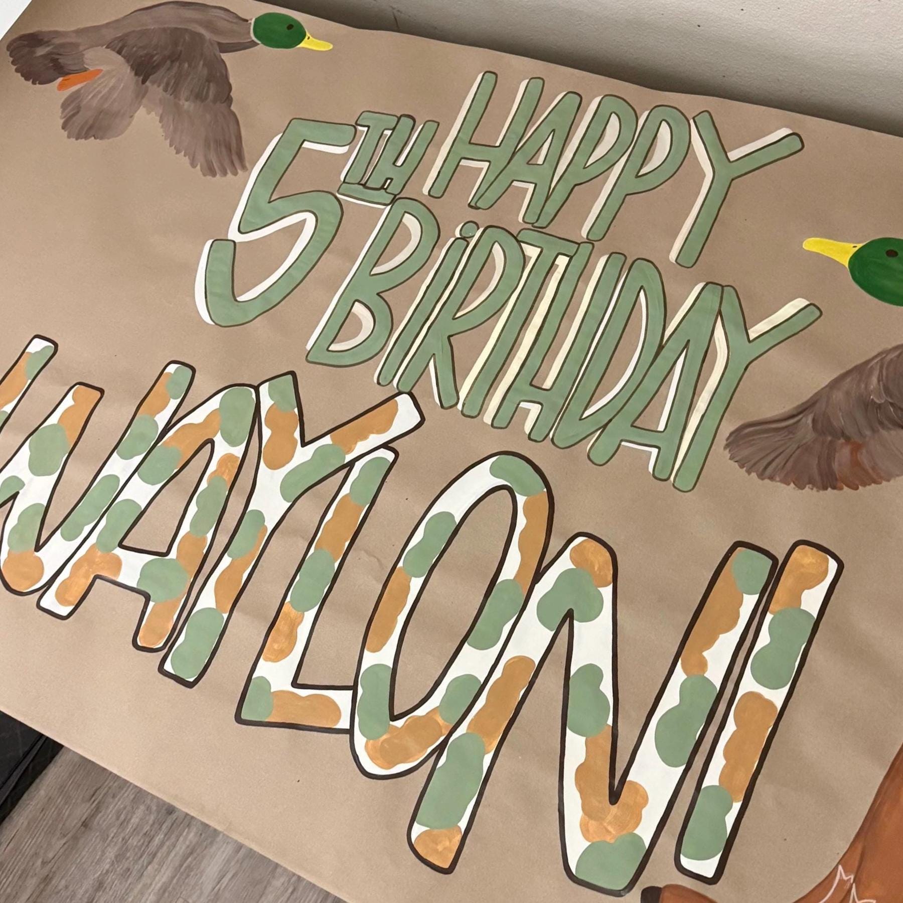 Birthday Banner Custom Hand Painted Butcher Kraft Paper Personalized ...