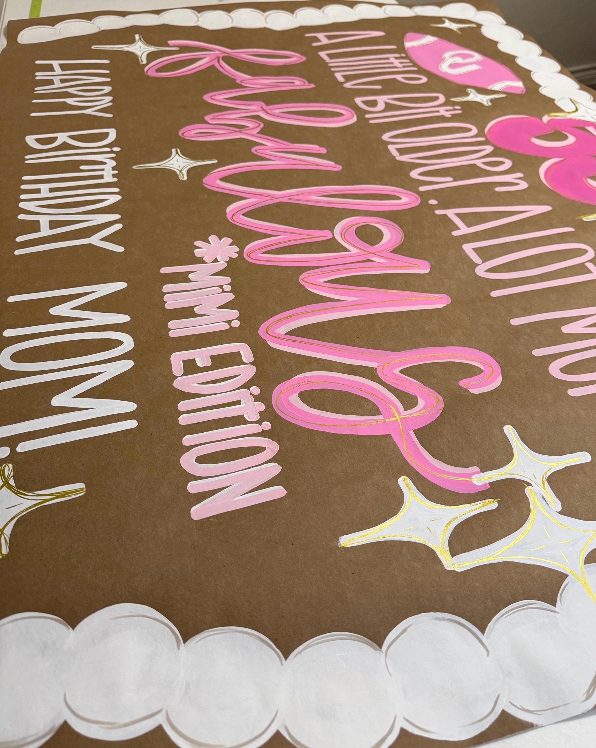 Birthday Banner Custom Hand Painted Kraft Butcher Paper Sign ...