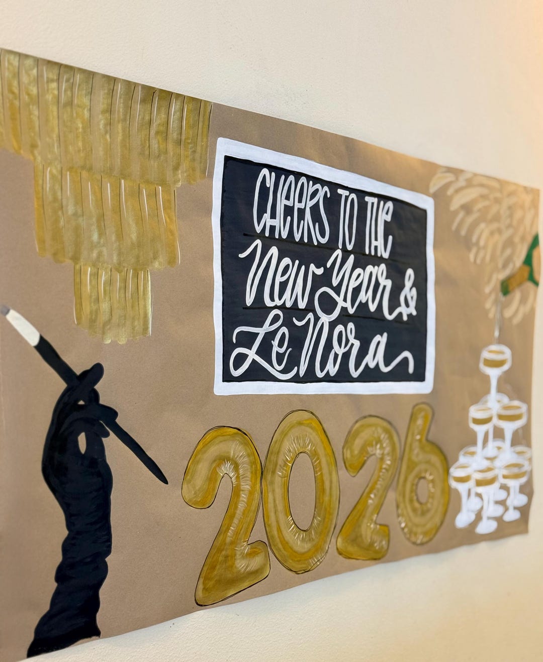 Custom Birthday Banner Painted Butcher Kraft Paper Sign Personalized ...