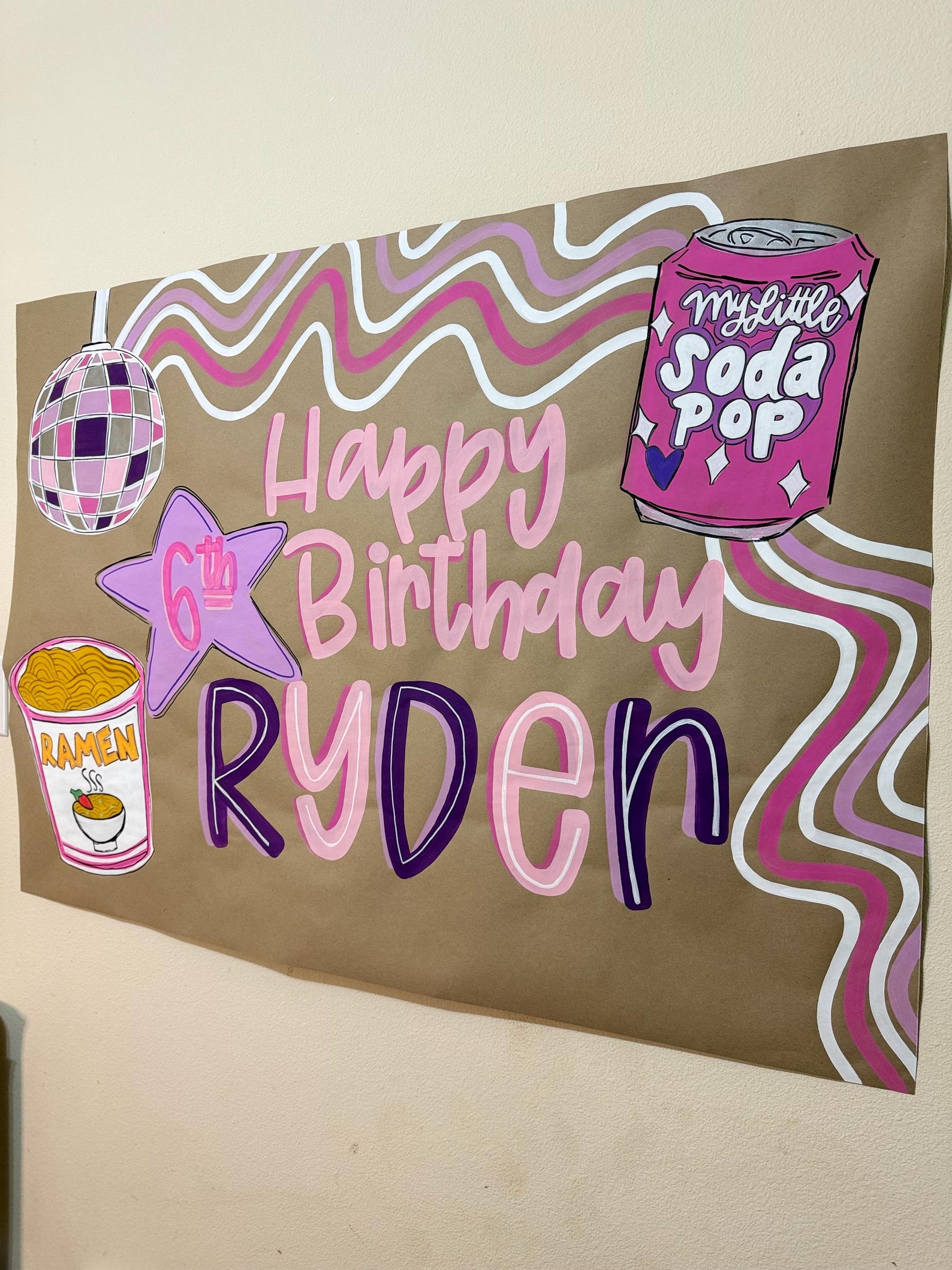 Birthday Banner Custom Hand Painted Butcher Kraft Paper Personalized ...