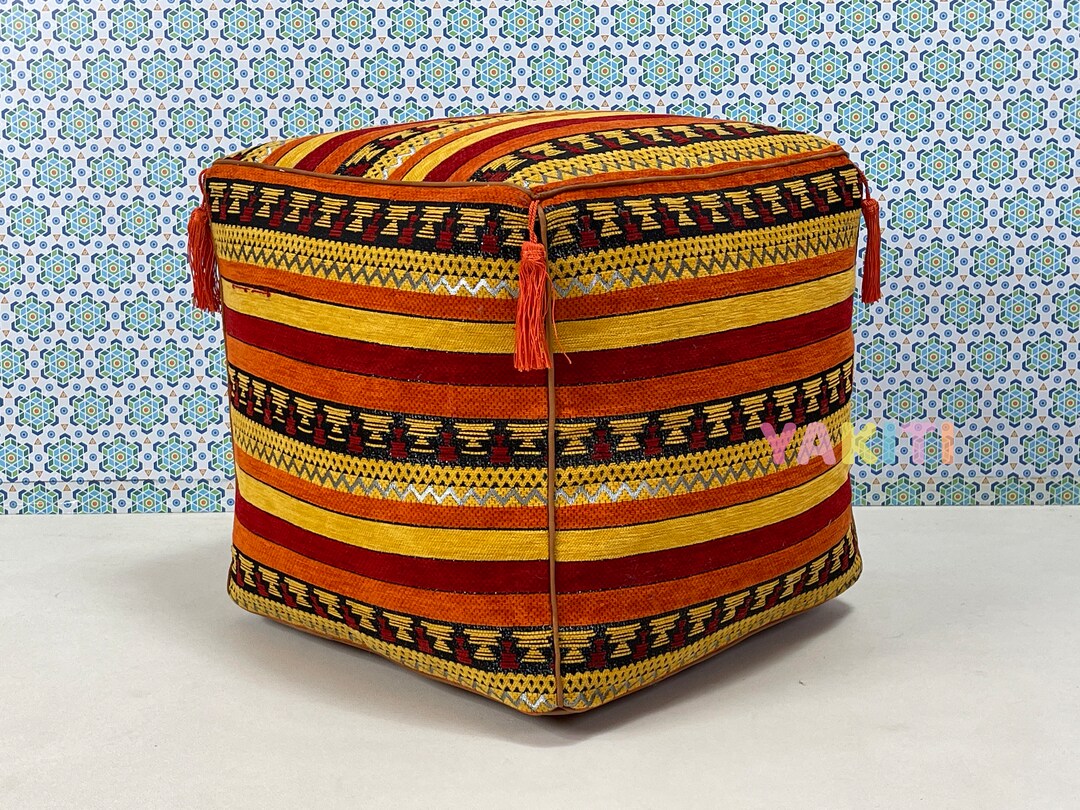 YAKITI Square Moroccan Pouf, Pouf & Ottoman, Bohemian Pouf, Ottoman ...