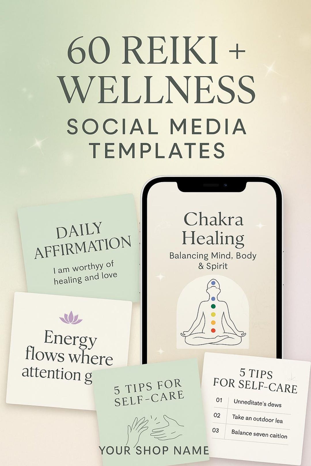 Wellness & Reiki Social Media Templates | Editable Canva Kit - Etsy