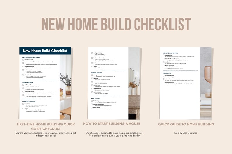 New Home Build Checklist Printable Guide for Planning Construction Step ...