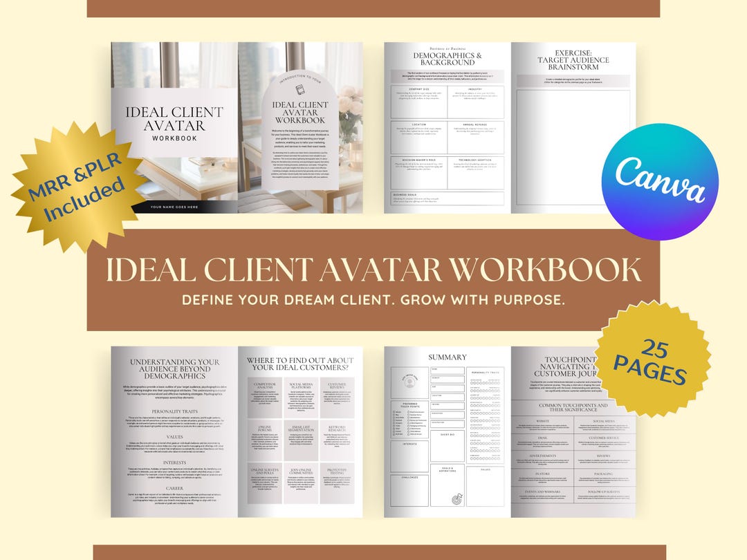 Ideal Client Avatar Workbook Canva Editable Niche Clarity Guide for ...