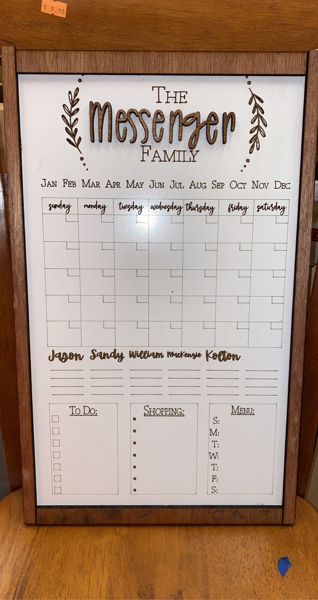 Family Command Center Personalized Calendar Family Manager Laser ...