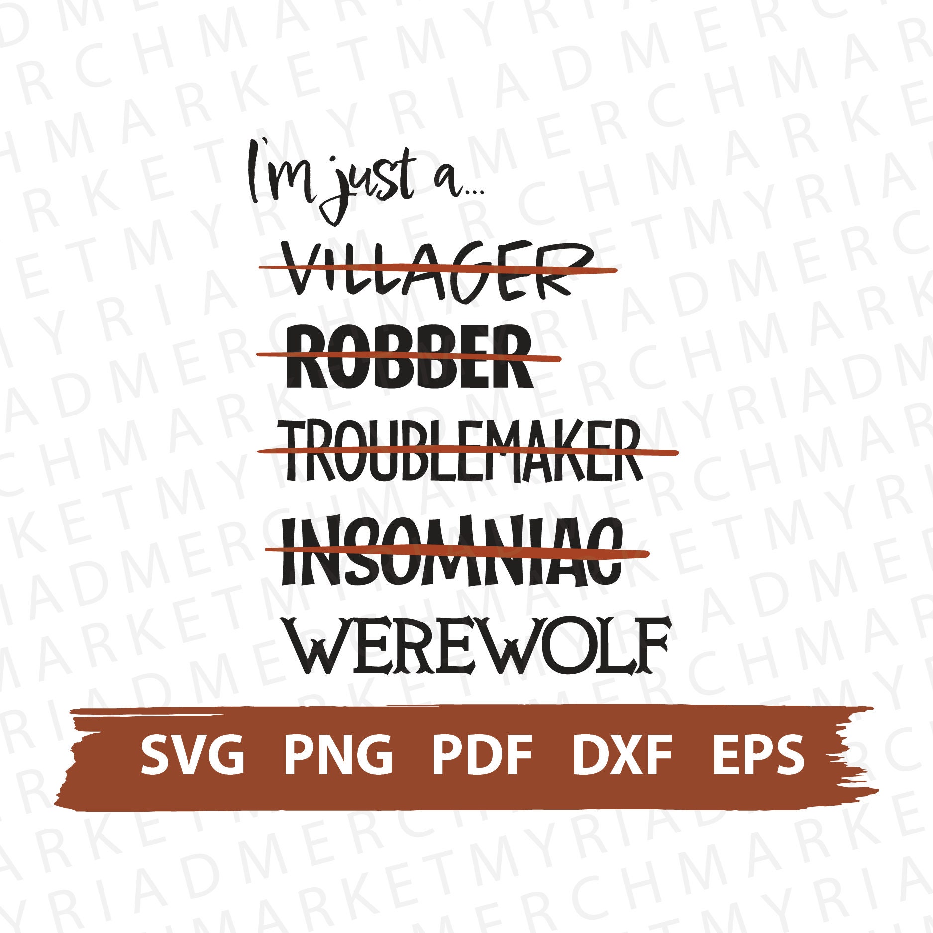 One Night Ultimate Werewolf SVG PNG PDF Villager Robber Troublemaker ...