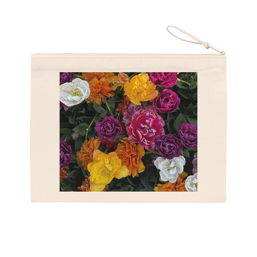 Floral Zipper Pouch, Vibrant Flower Photo Design, Cotton Blend - Etsy