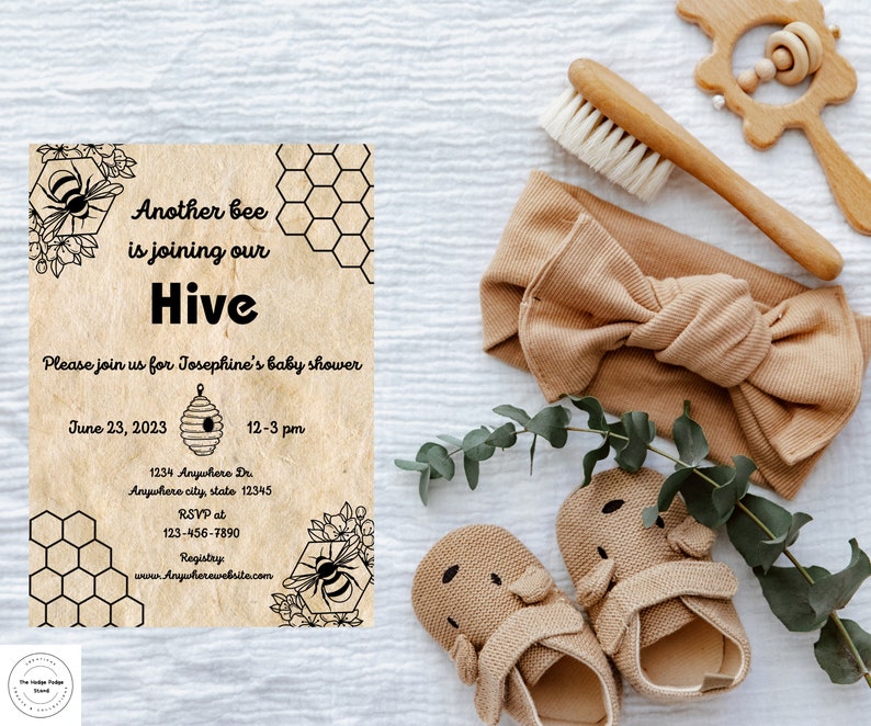 Honeycomb Baby Shower Printable Template Honeybee Editable Baby Shower ...