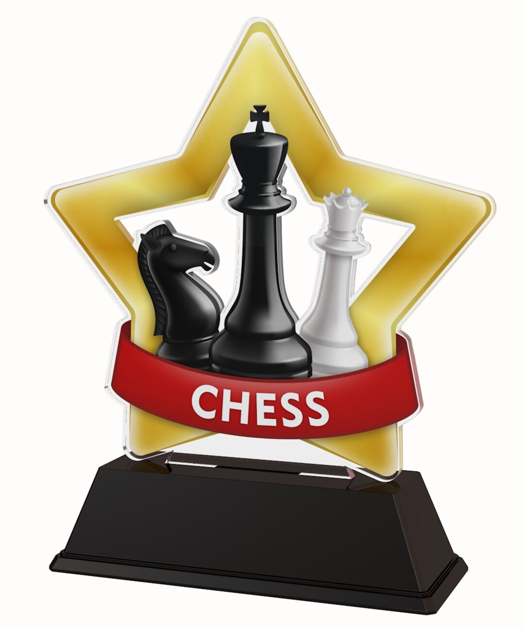 Trophy Monster Acrylic Gold Star Trophy Chess Award | for Club, School ...