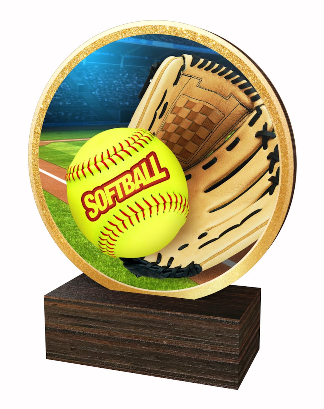 Real Wood Softball Trophy | and Delivery | | Bulk Discounts Available ...
