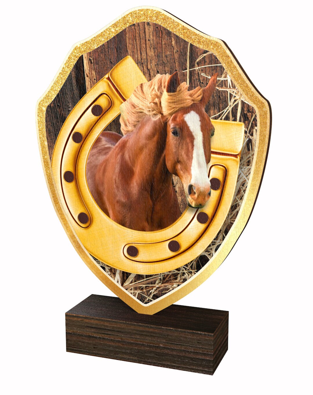 Real Wood Horse Equestrian Trophy | Free Engraving and Delivery | - Etsy