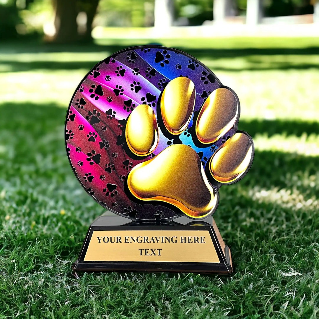 Trophy Monster Black Acrylic Trophy Dog Paw Award | for Club, School ...