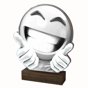 Trophy Monster Smiley Happy Face Thumbs up 5/16" Thick Wood Sculpture ...
