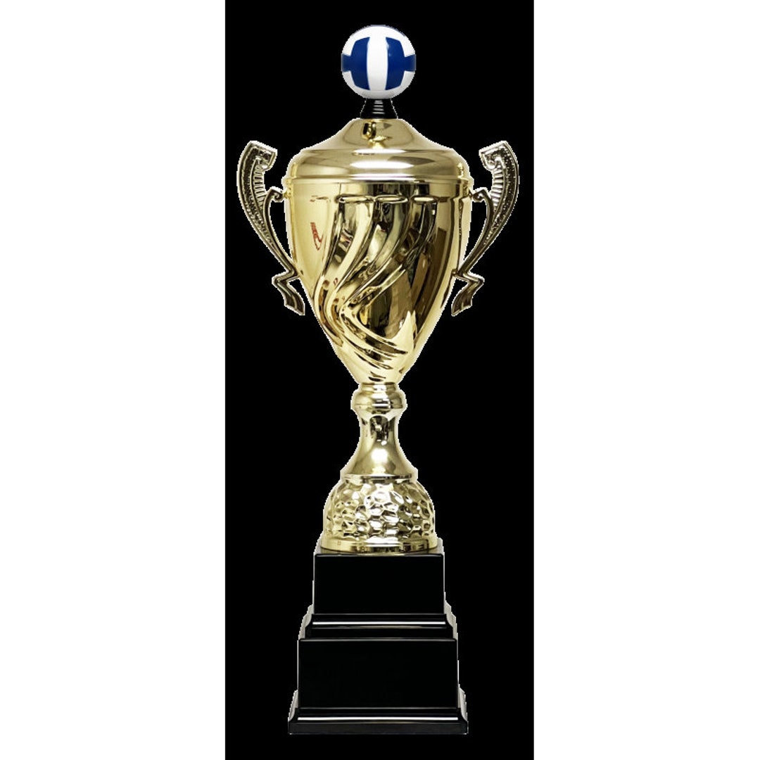 Trophymonster Luxury Large Double Tiered Gold Metal Volleyball Trophy ...