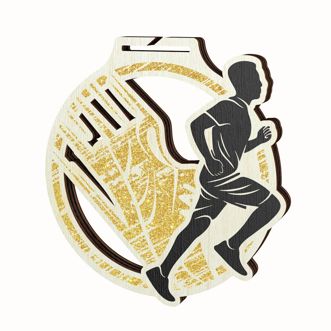 Runner Medal Ornament, Wooden Running Award, Marathon Gift | Bulk ...