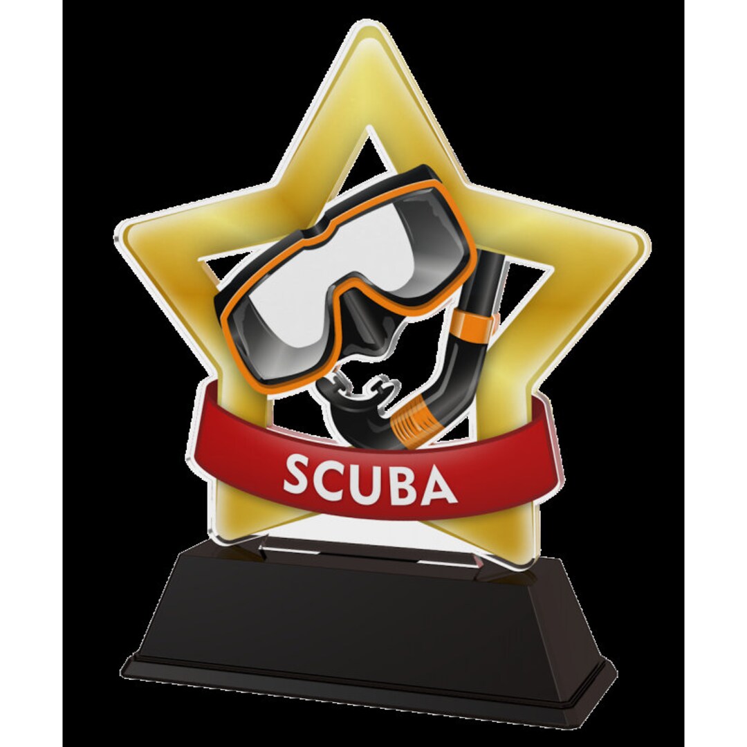 Trophy Monster Acrylic Gold Star Trophy Scuba Diving Award | for Club ...