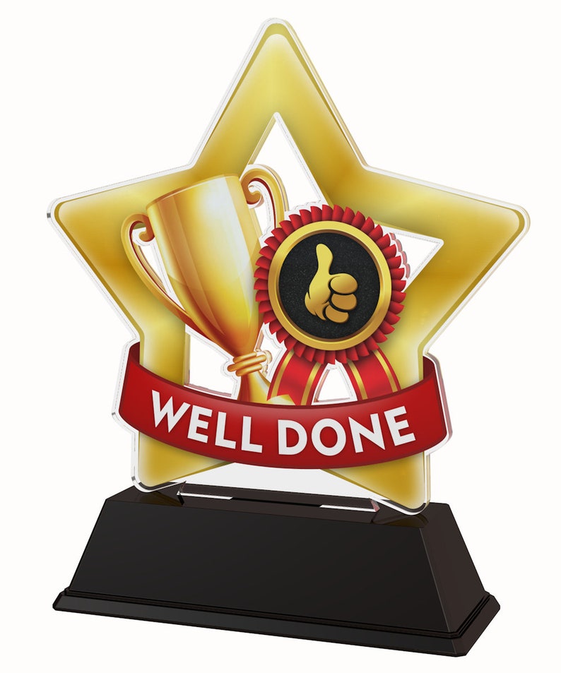 Acrylic Gold Star Trophy Well Done Award | | | Bulk Discounts Available ...