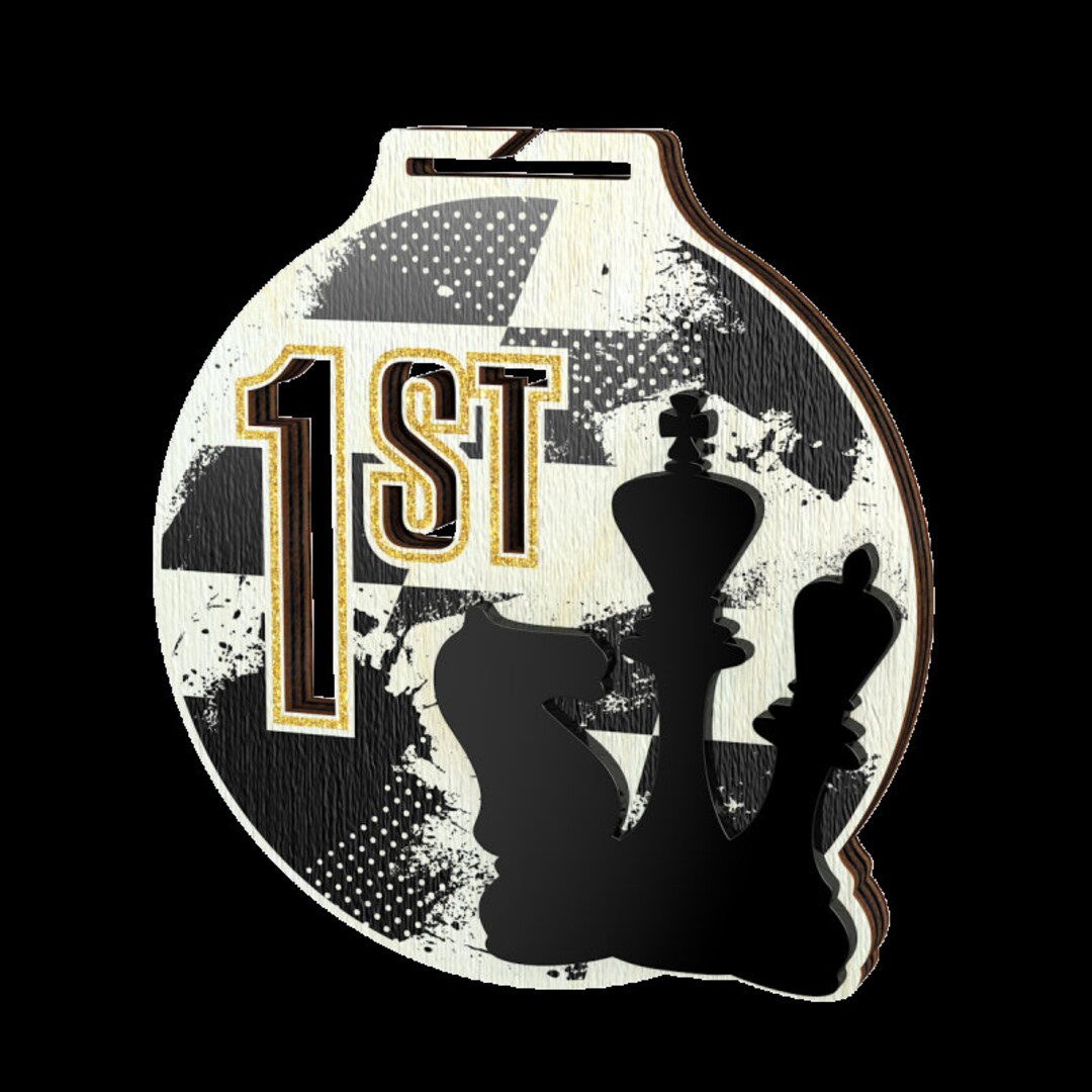 Wood Chess Medal | With Raised Black Acrylic 3D Detail | Bulk Discounts ...