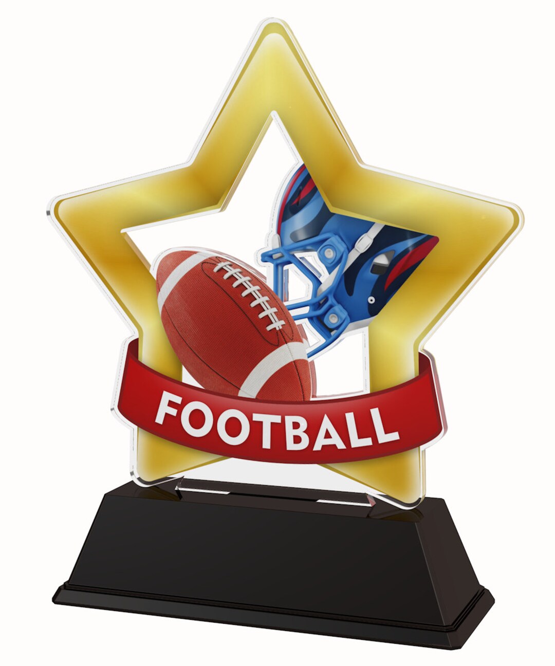 Acrylic Gold Star Trophy Football Award | | | Bulk Discounts Available ...