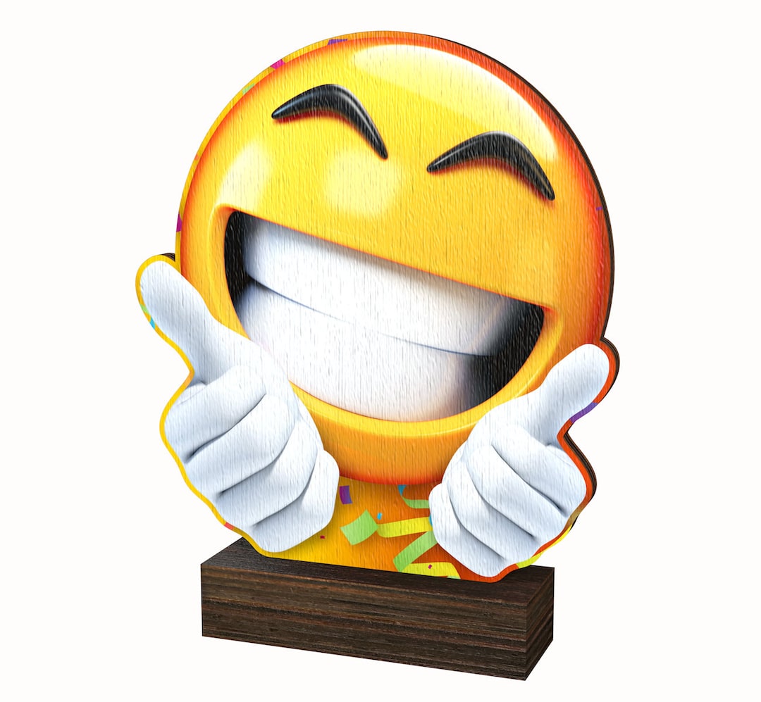 Trophy Monster Smiley Happy Face Thumbs up 5/16" Thick Wood Sculpture ...