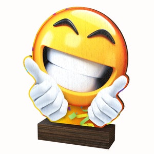 Trophy Monster Smiley Happy Face Thumbs up 5/16" Thick Wood Sculpture ...