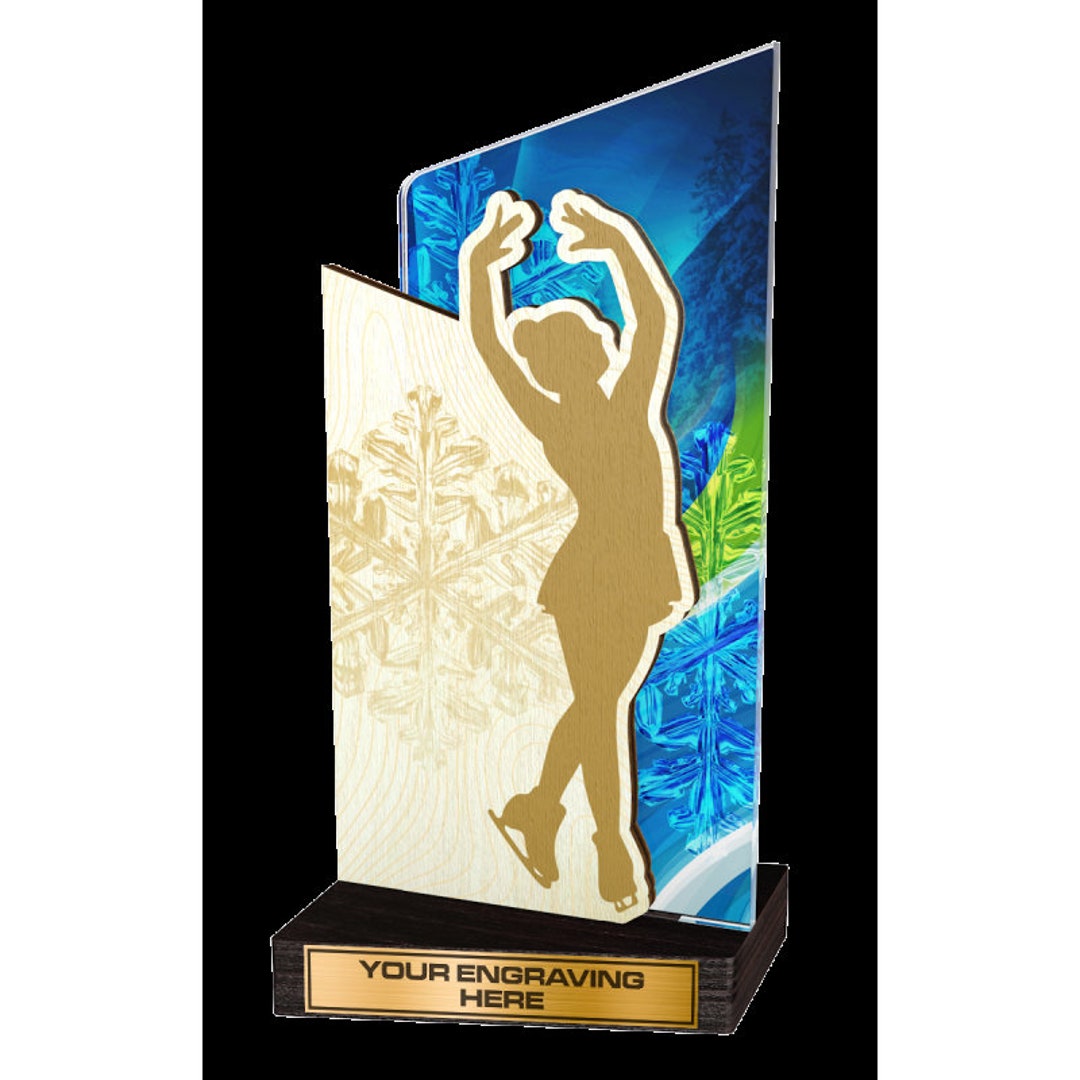 Trophy Monster Real Wood Winter Sports Ice Skating Trophy ECO Friendly ...