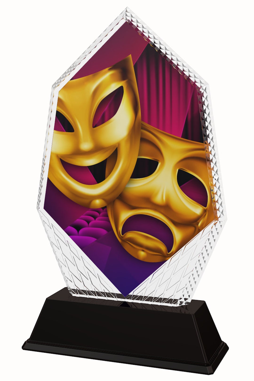 Comedy Tragedy Masks Acrylic Award - Drama Theater Trophy - Performing ...