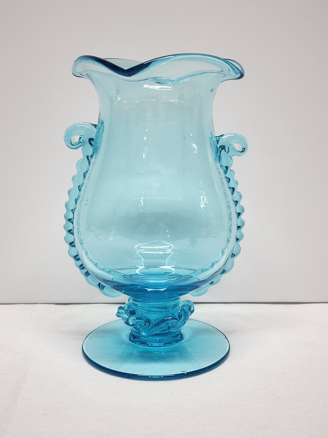 Vintage UV Reactive Blue Glass Double Rigaree Ribbon Vase - Etsy