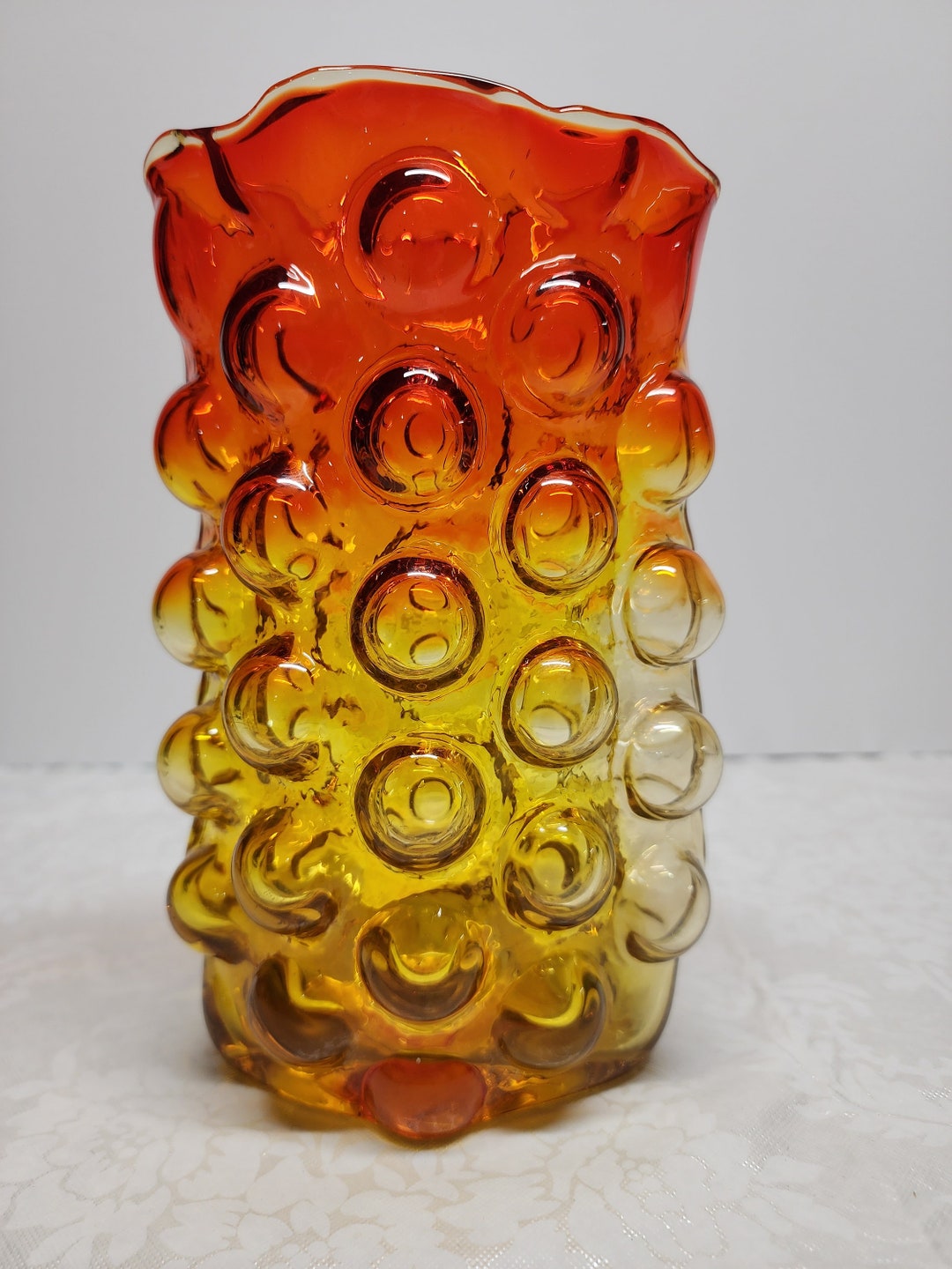 BLENKO North American Art Glass 7 1/2 Tall Amberina Bubble Vase by Tom ...
