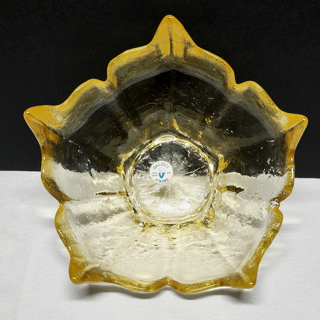 Vintage Dalzell/viking Amber Glass Epic Five Point Lotus Bowl, Nesting ...