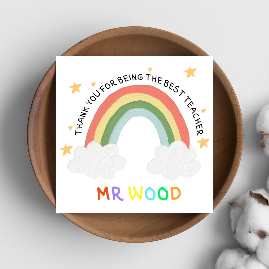 Best Teacher Rainbow Card Rainbow Card, Thank You Teacher Card, Thank ...