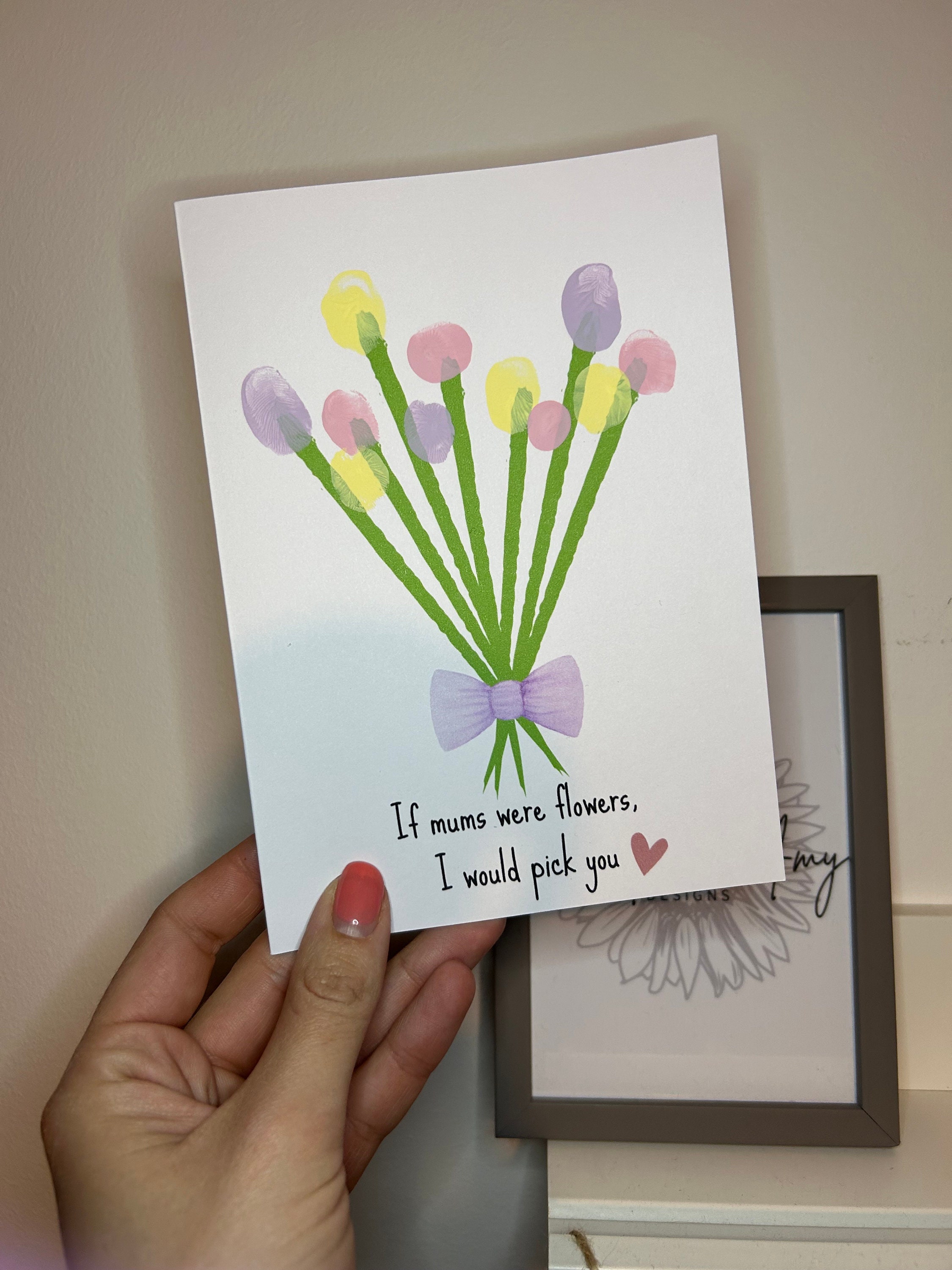 Fingerprint Flower Bouquet Mother's Day Card Pretty Flowers, Floral ...