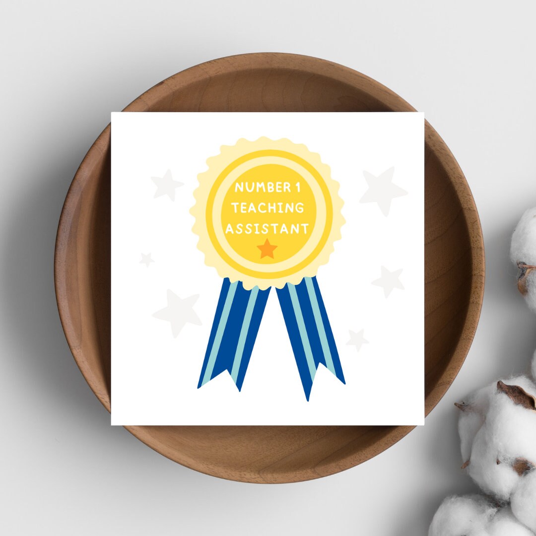 Teaching Assistant Thank You Card: Number 1 Teacher Medal - Etsy