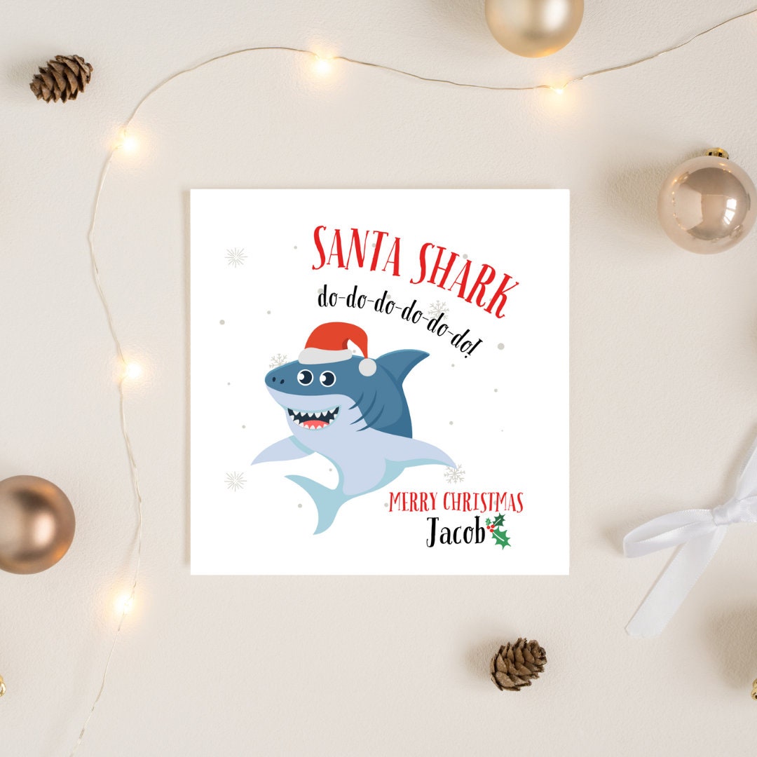 Baby Shark Personalised Christmas Card merry Christmas, Seasons ...
