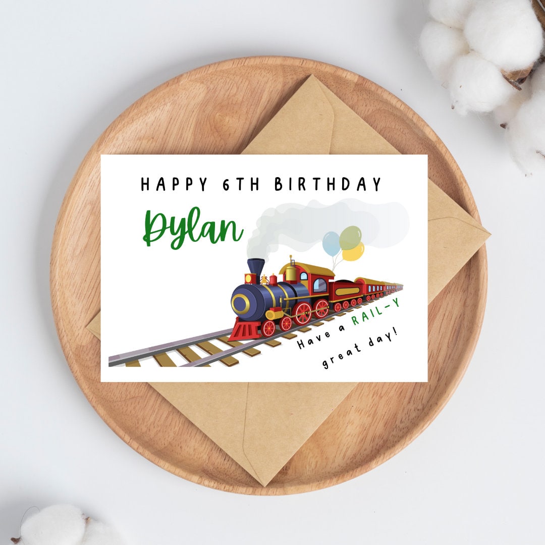 Personalised Train Theme Birthday Card Train Card, Birthday Card ...