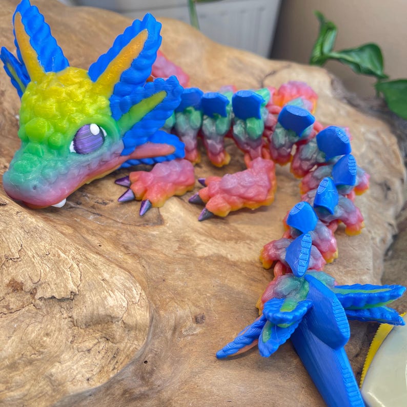 Flexi Baby Axolotl Dragon, 3D Printed, Articulated, Unique Color, 12 ...