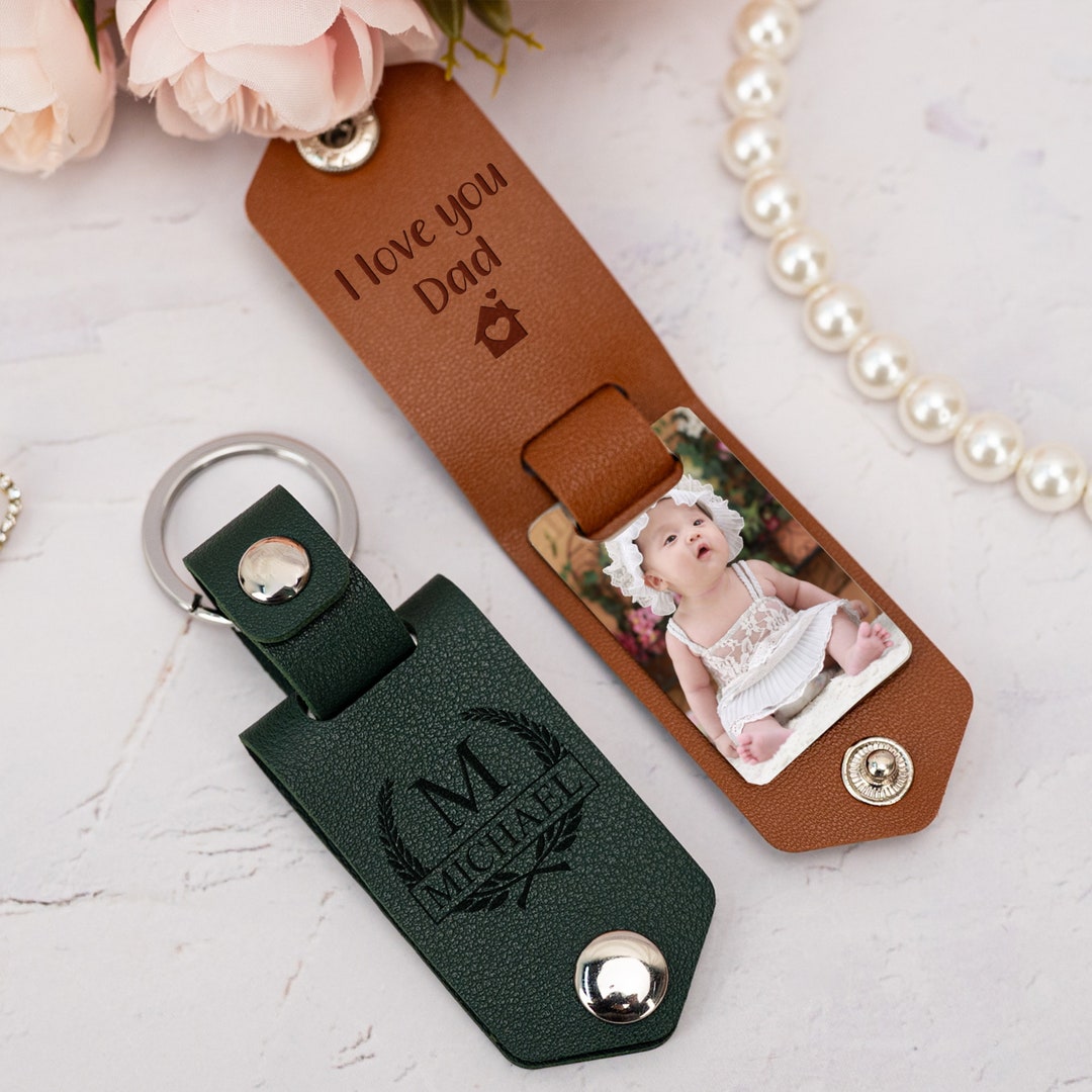 Custom Leather Keychain With Photo, Wedding Anniversary Gift ...