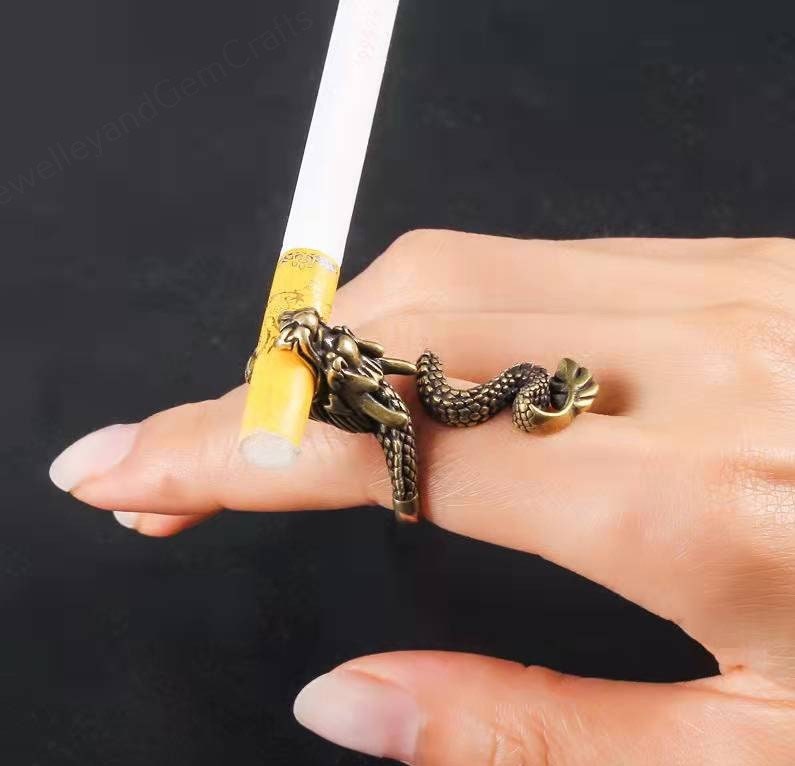 Cigarette Ring,retro Dragon Cigarette Holder Ring, Adjustable Ring ...