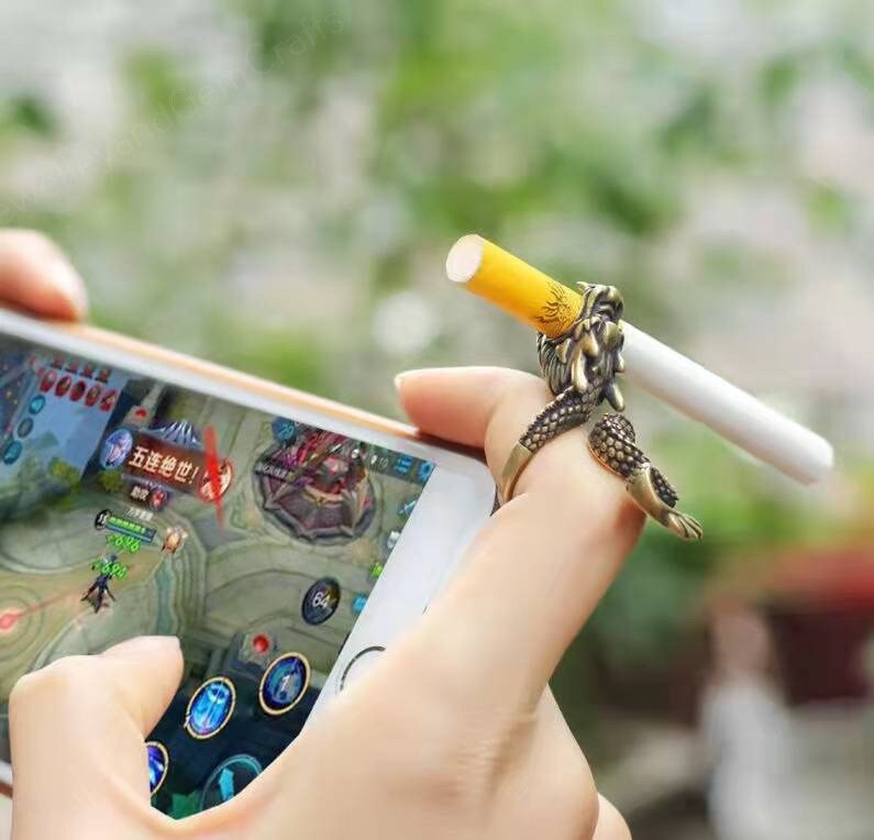 Cigarette Ring,retro Dragon Cigarette Holder Ring, Adjustable Ring ...