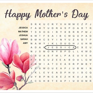 DIY Mother's Day Word Search | Gift for Mom | Printable & Customizable ...