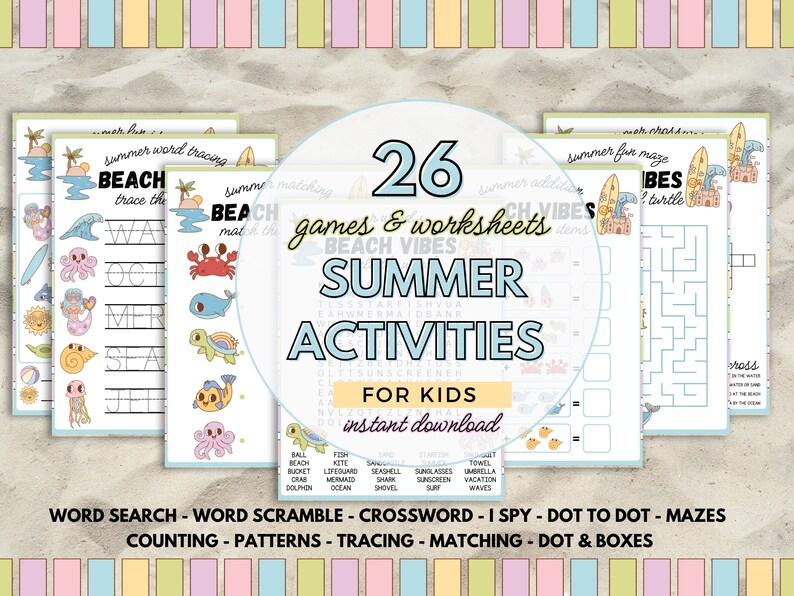 Kids Summer Activities and Games Printables for Summer Break, Mazes ...