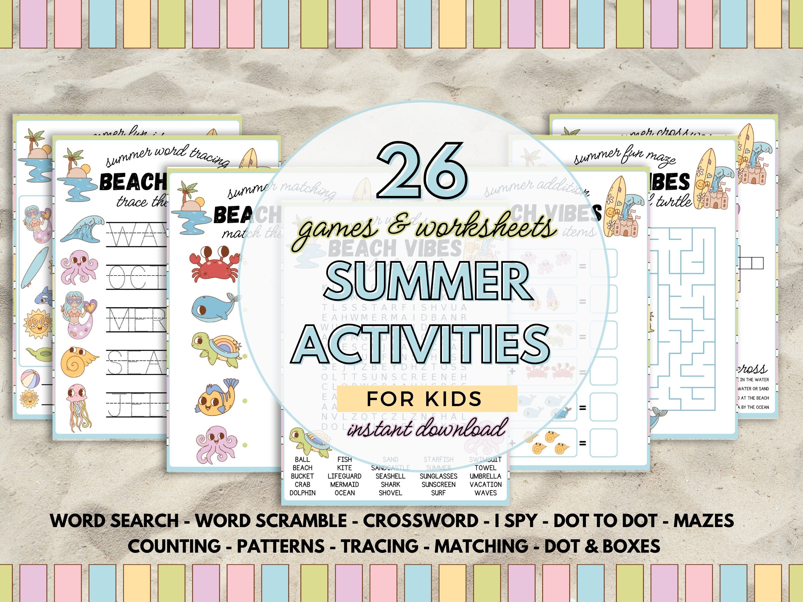 Kids Summer Activities and Games Printables for Summer Break, Mazes ...