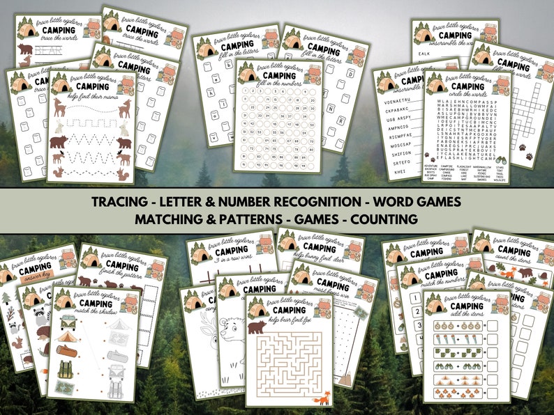 Camping Activities Printables Kids Games for Summer Break Road Trip ...