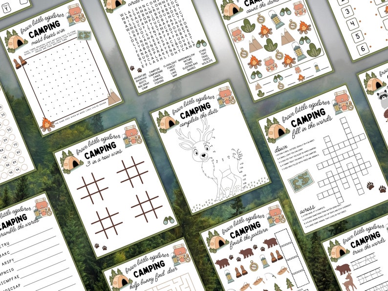 Camping Activities Printables Kids Games for Summer Break Road Trip ...